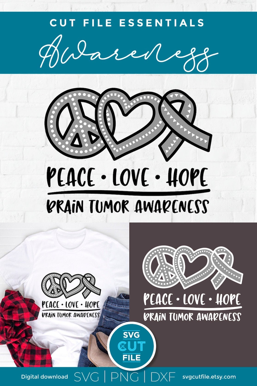 Brain Tumor Svg, Brain Tumor Awareness Svg, Svg Dxf Png, Peace Love ...