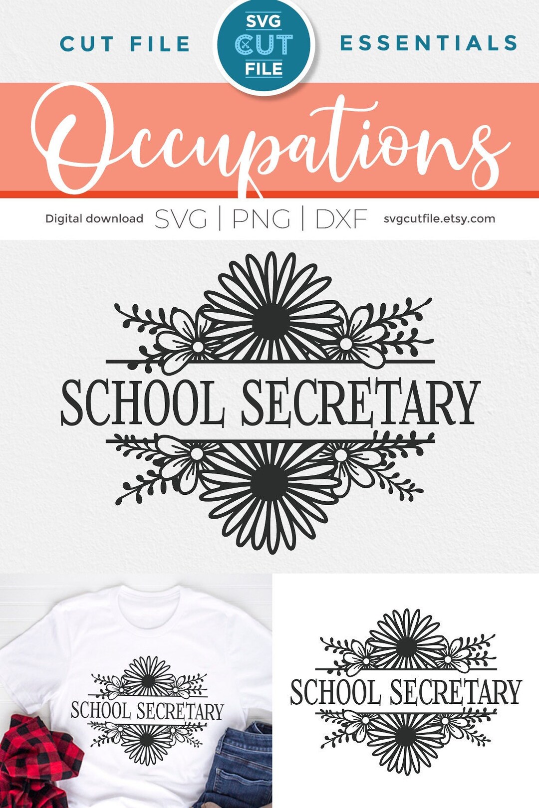 School Secretary Svg, Secretary Svg, Floral Frame, Flowers, Office ...