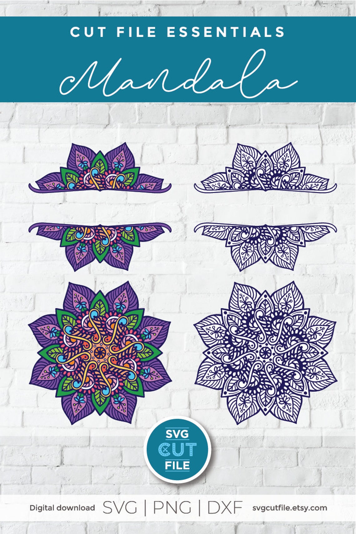Split Mandala SVG Mandala Bundle With Colorful and Black & - Etsy