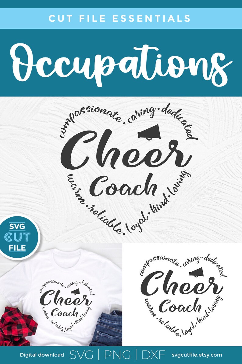 Cheer Coach Svg Coach Svg Cheer Coaching Work of Heart - Etsy