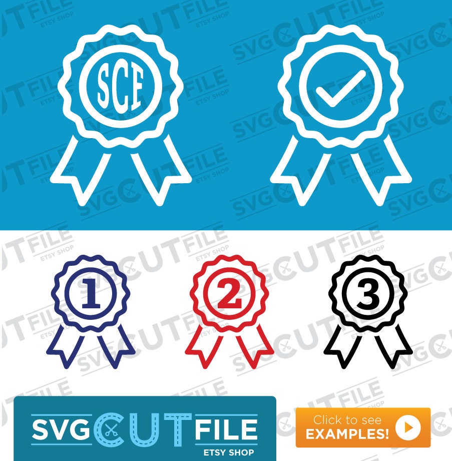 Second Place Ribbon Outline Blue