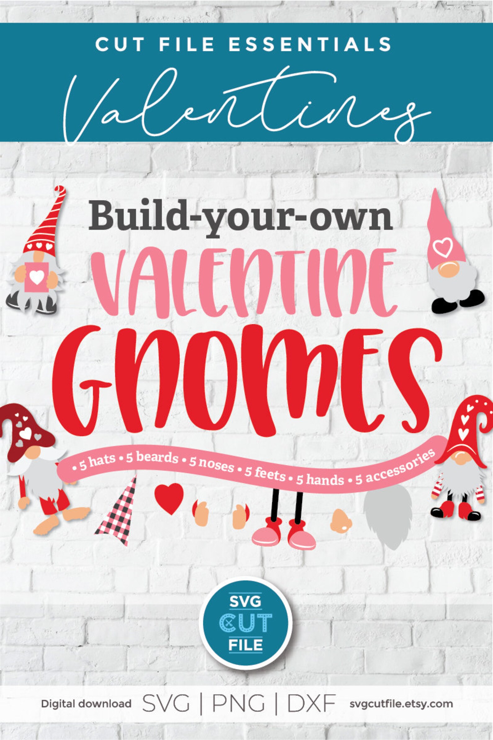 Valentine gnome svg Gnome kit svg valentine gnomes svg | Etsy