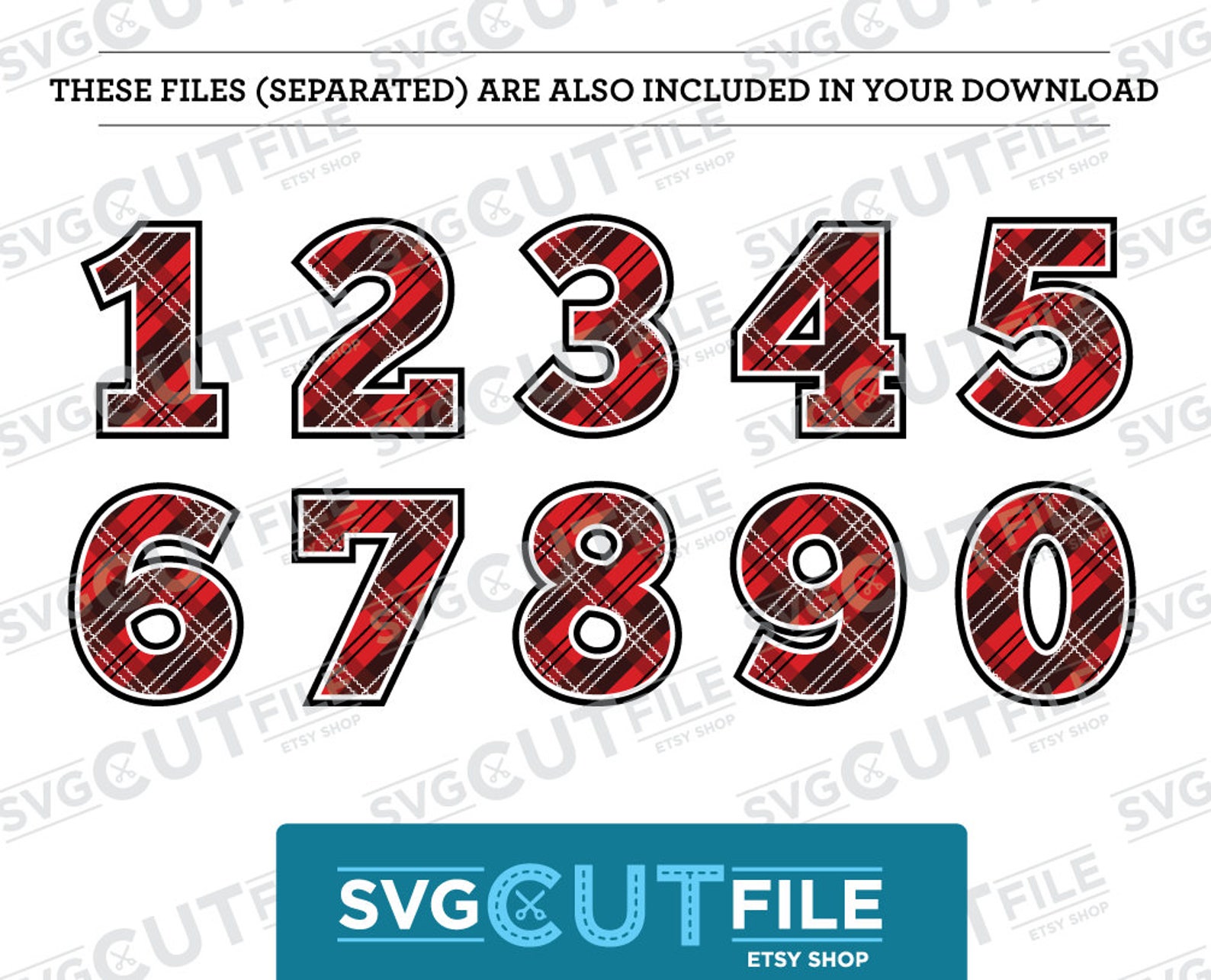 Plaid SVG Numbers Svg Buffalo Plaid Svg Plaid Number Svg - Etsy