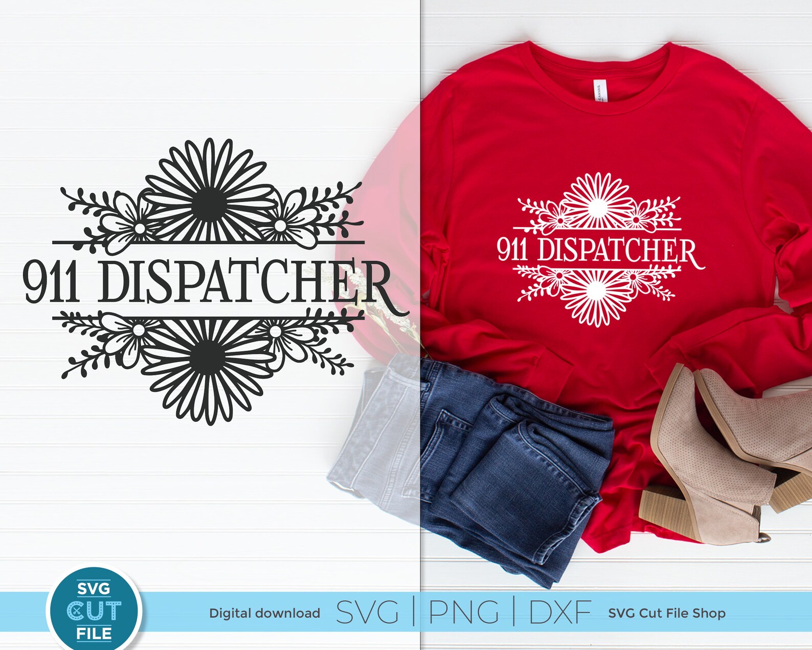 911 Dispatcher Svg Dispatcher Svg Dispatcher Floral Svg - Etsy