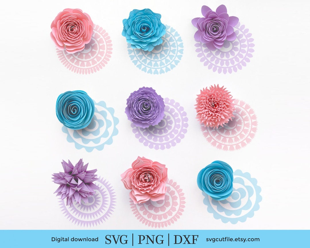 Rolled Flower Svg, Rolled Paper Flowers Svg, Rolled Rose, Template ...