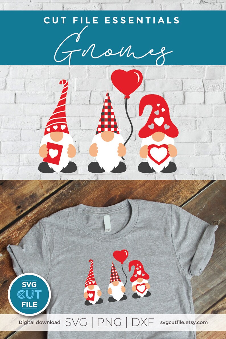 Valentine Gnome Svg Valentine Gnomes Svg Valentine's Day - Etsy