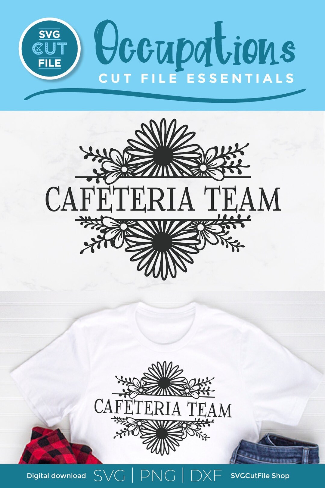 Cafeteria Team Svg, Floral Lunch Lady Svg, Cafeteria Worker, Gift With ...