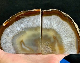 Brazilian Agate Geode Bookends - Etsy
