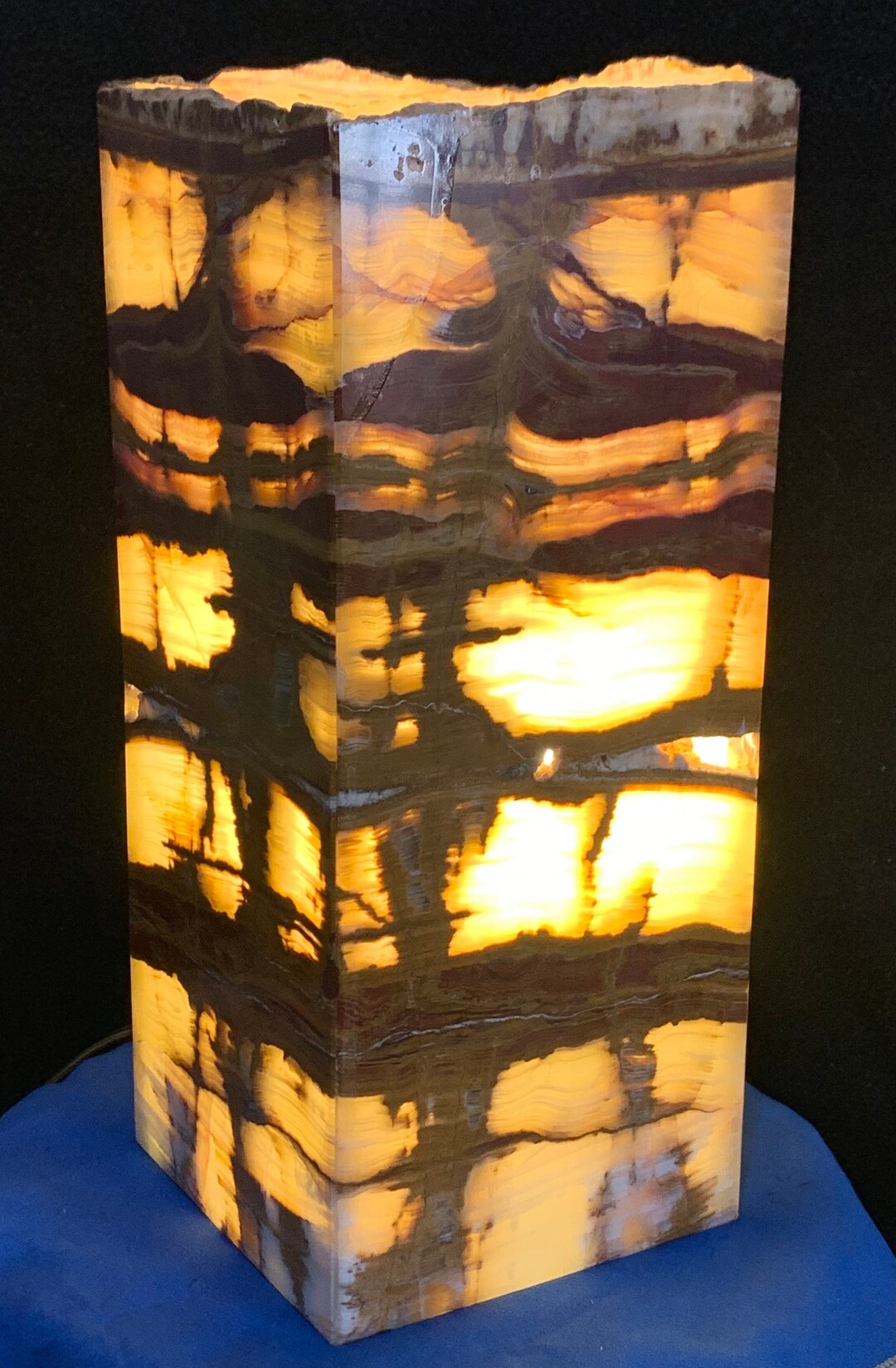 13.5 Banded Live Edge Onyx Lamp With On/off Switch - Etsy