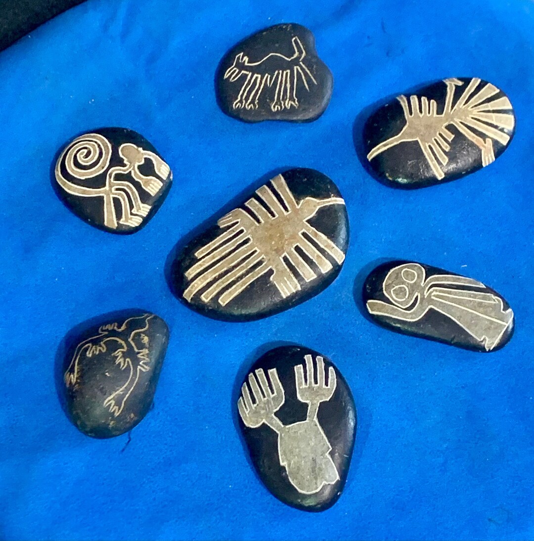 Peruvian Nazca Lines on Black Stone Set of 7 - Etsy
