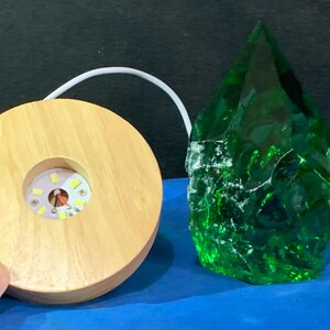 Rustic Emerald Green Volcanic Ash Glass Point man Made Glass With LED ...