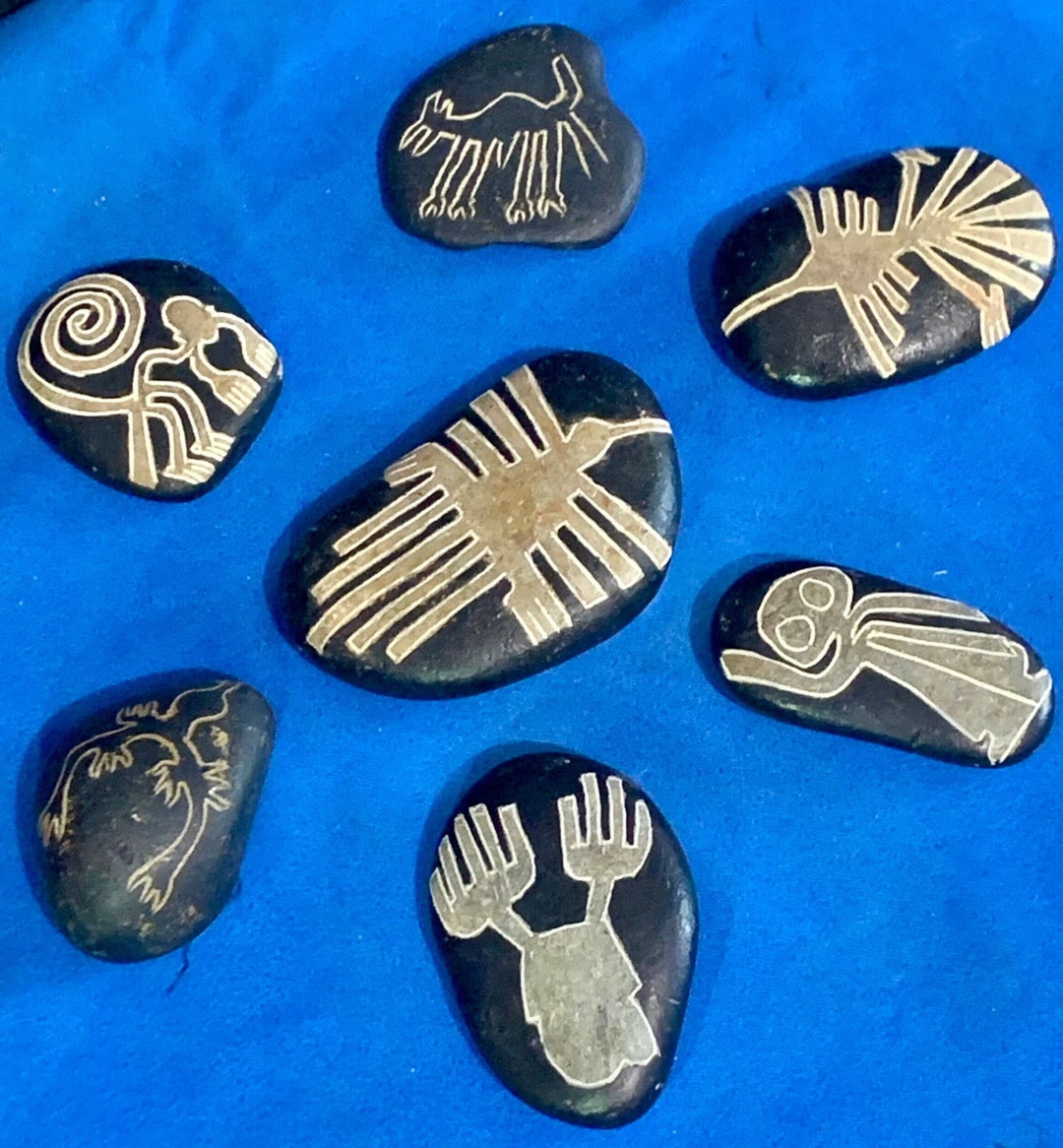 Peruvian Nazca Lines on Black Stone Set of 7 - Etsy