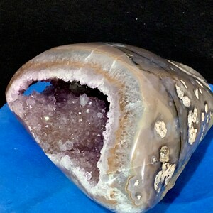 Top Quality Large Polished Brazilian Blue Agate and Amethyst Geode - Etsy