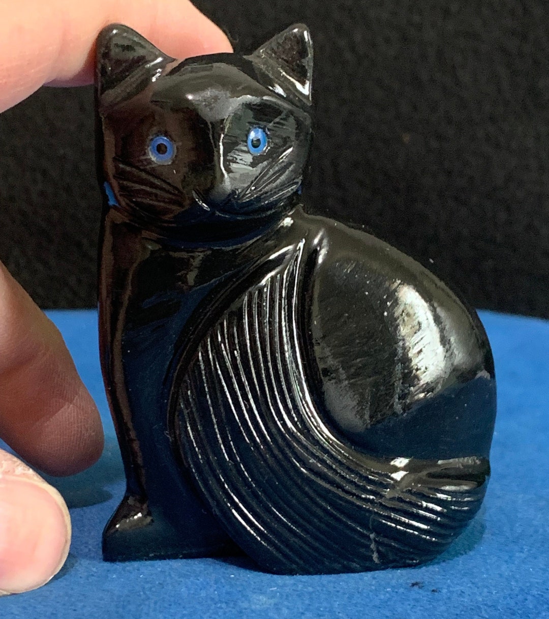 Carved Black Onyx Cat From Peru - Etsy