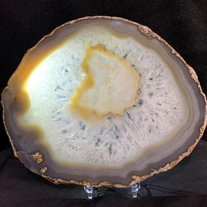 Brazilian Blue Agate Geode Slab With Display Stand - Etsy