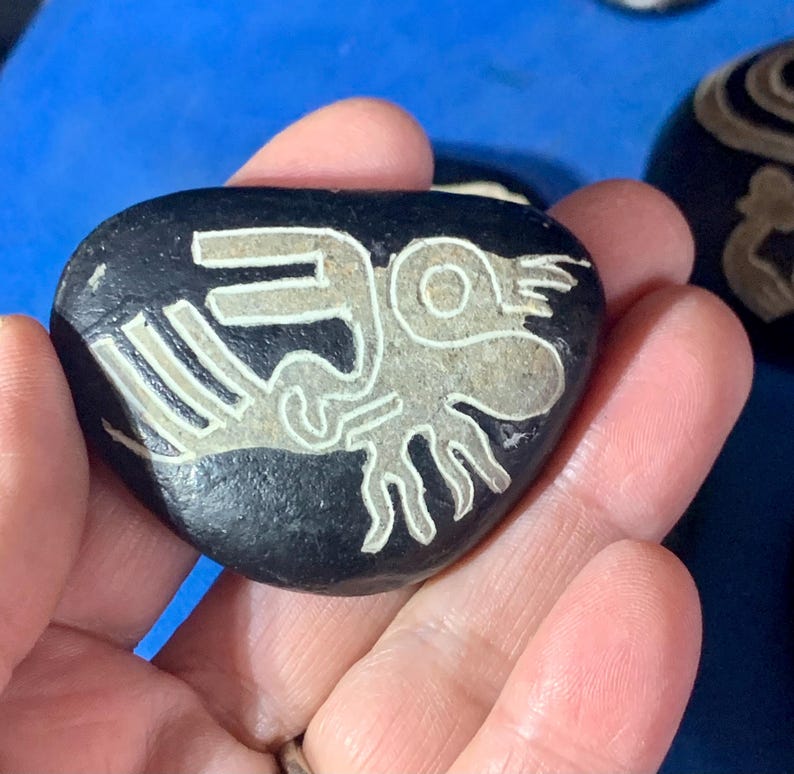 Peruvian Nazca Lines on Black Stone Set of 7 - Etsy