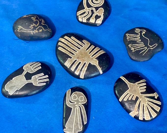 Peruvian Nazca Lines on Black Stone Set of 7 - Etsy
