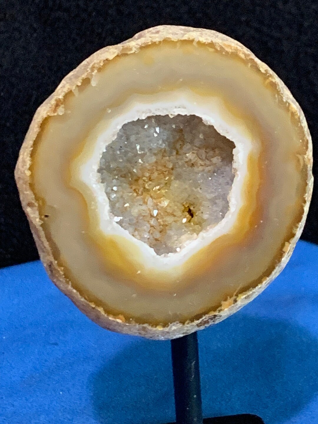 Brazilian Agate Geode Half on Black Metal Stand - Etsy