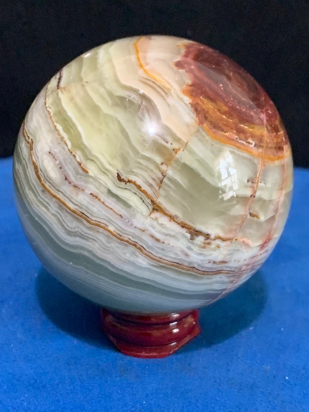 Green Banded Onyx Sphere With Display Stand 3 - Etsy