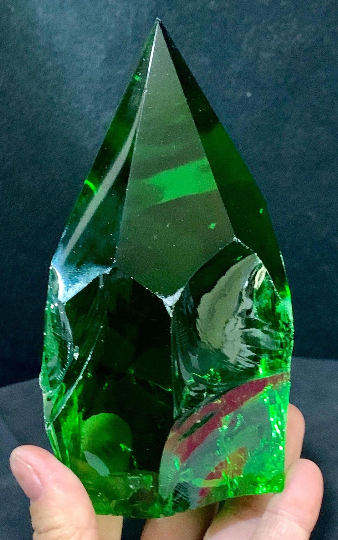 Rustic Emerald Green Volcanic Ash Glass Point man Made Glass - Etsy