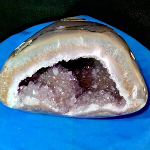 Top Quality Large Polished Brazilian Blue Agate and Amethyst Geode - Etsy