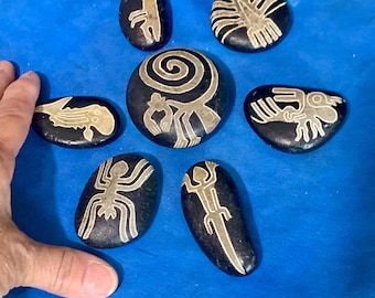 Peruvian Nazca Lines on Black Stone Set of 7 - Etsy
