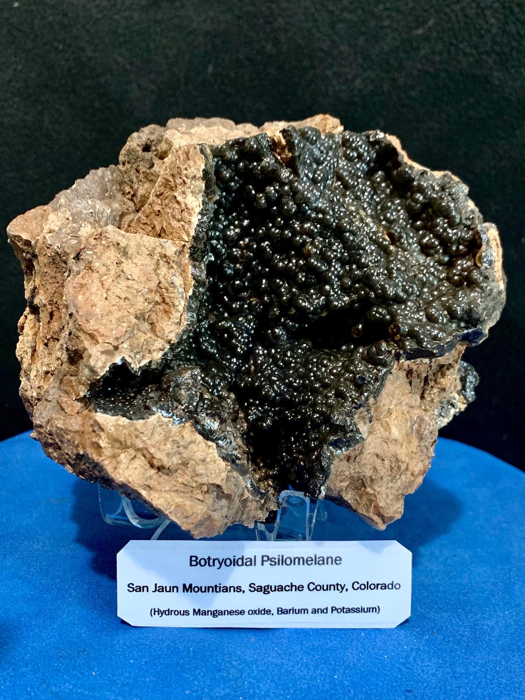 Colorado Black Botryoidal Psilomelane Specimen With Display Stand - Etsy