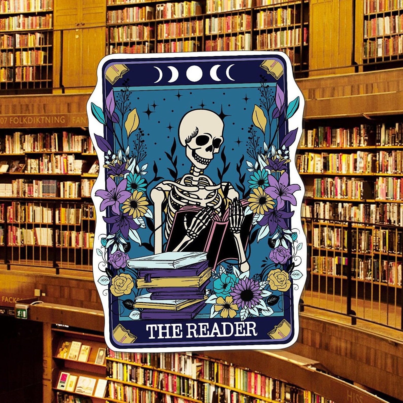 The Reader Sticker: Tarot Card Skeleton the Reader Tarot - Etsy