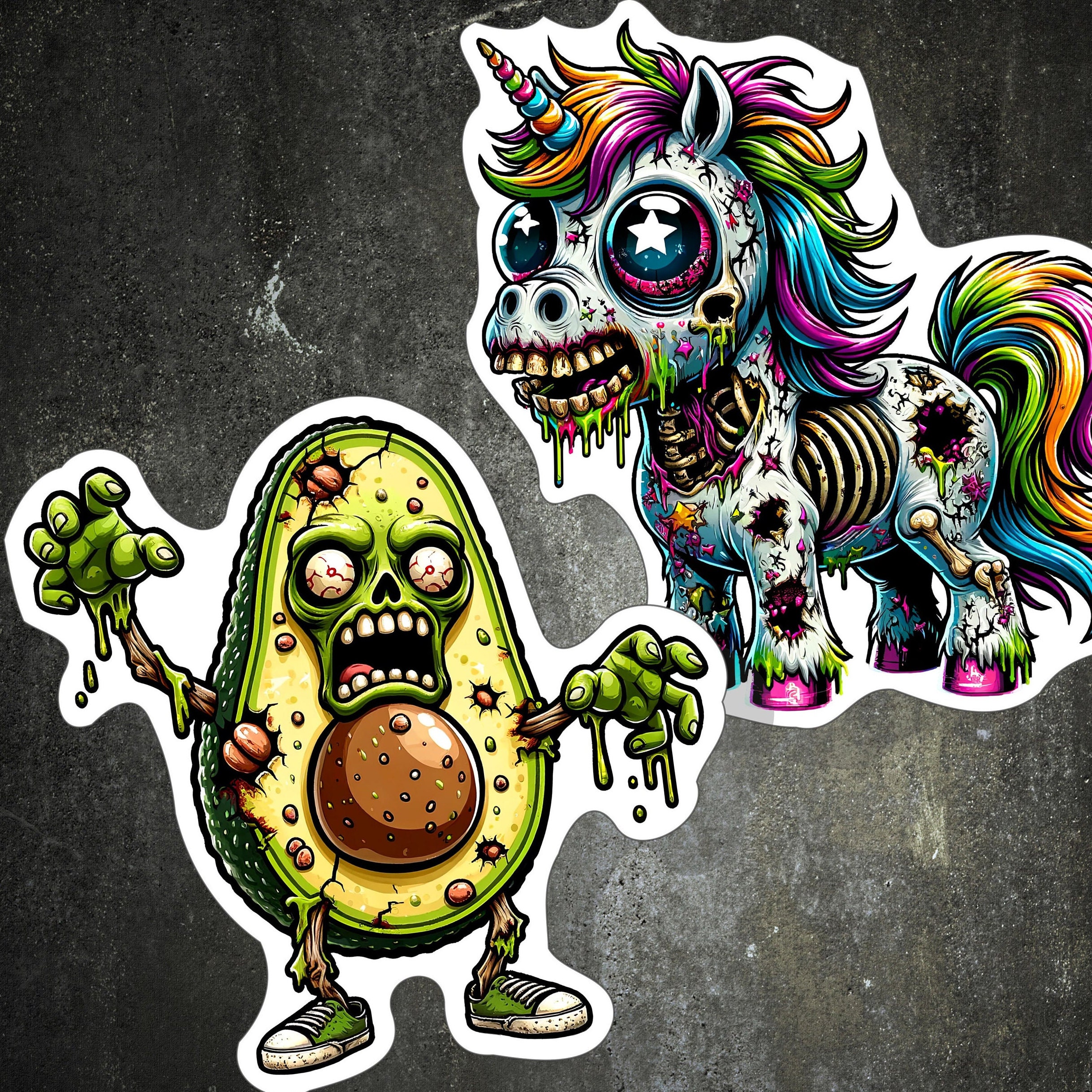 Cute Creepy Zombie Sticket Set. All 6 Stickers for 7 Bucks. Avocado ...