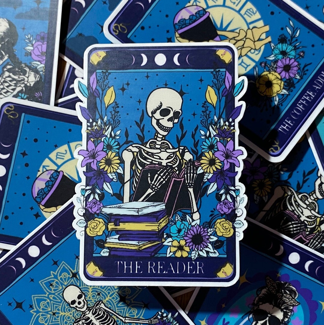 The Reader Sticker: Tarot Card Skeleton the Reader Tarot - Etsy