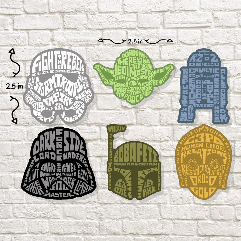 Sci-fi Character Word Art Stickers | Space Saga Helmet Typography Vinyl ...