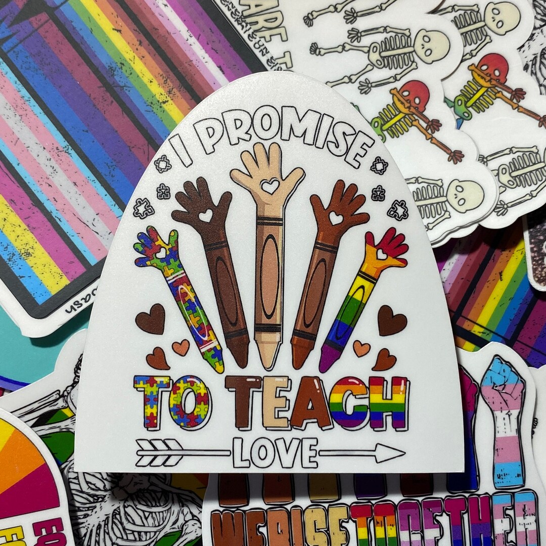 Sticker: I Promise to Teach Love. Skin Color Crayons and Equality ...