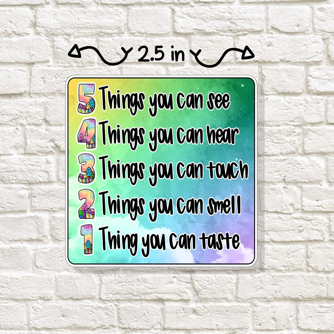 Sticker: Grounding Technique to Help With Anxiety. 5 Things You Can See ...