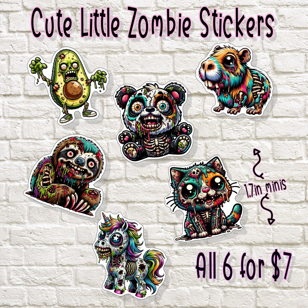 Cute Creepy Zombie Sticket Set. All 6 Stickers for 7 Bucks. Avocado ...
