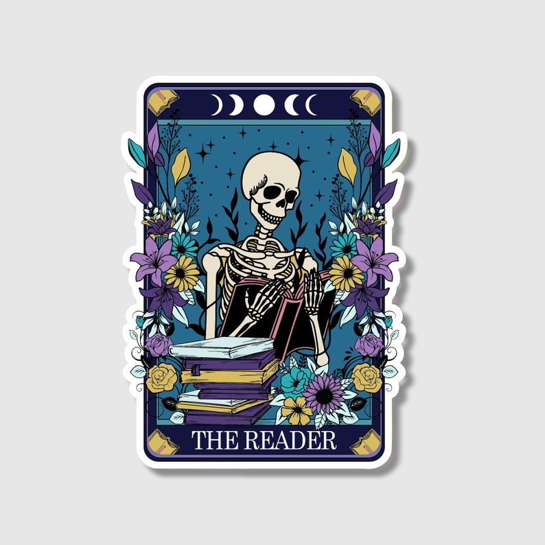 The Reader Sticker: Tarot Card Skeleton the Reader Tarot - Etsy