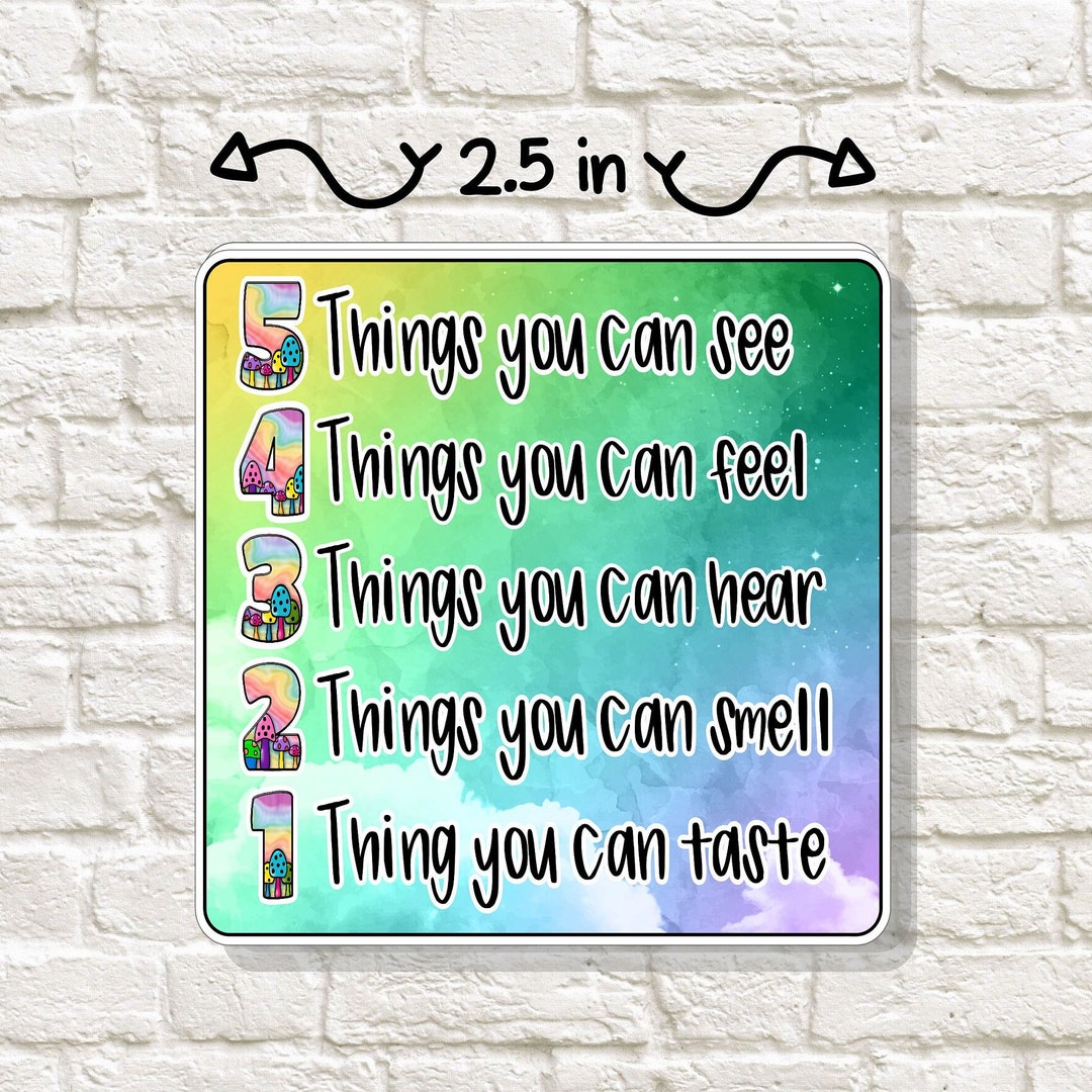 Sticker: Grounding Technique to Help With Anxiety. 5 Things You Can See ...
