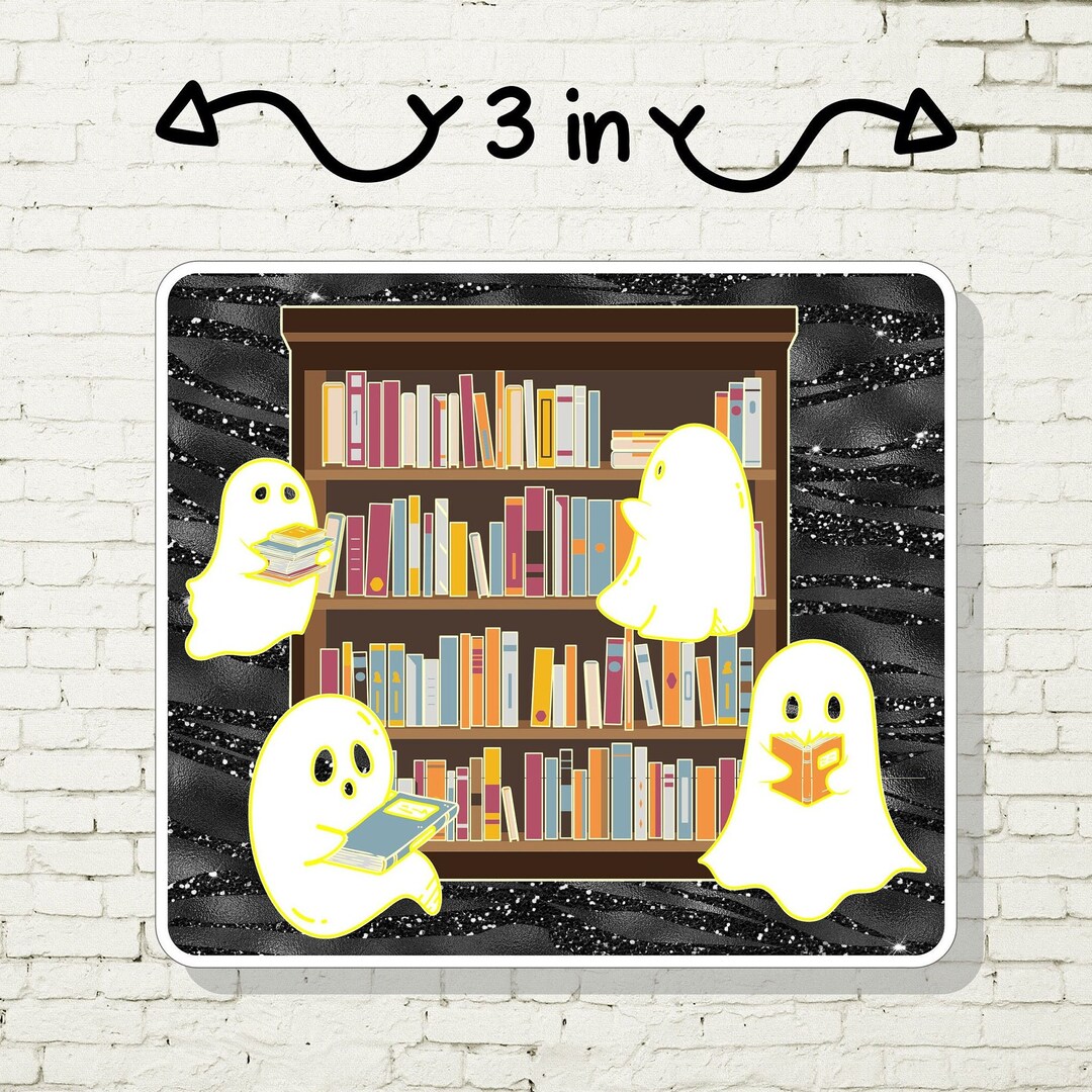 Library Ghosts Sticker: Haunted Bookshelf - Eerie Book Nook - Etsy