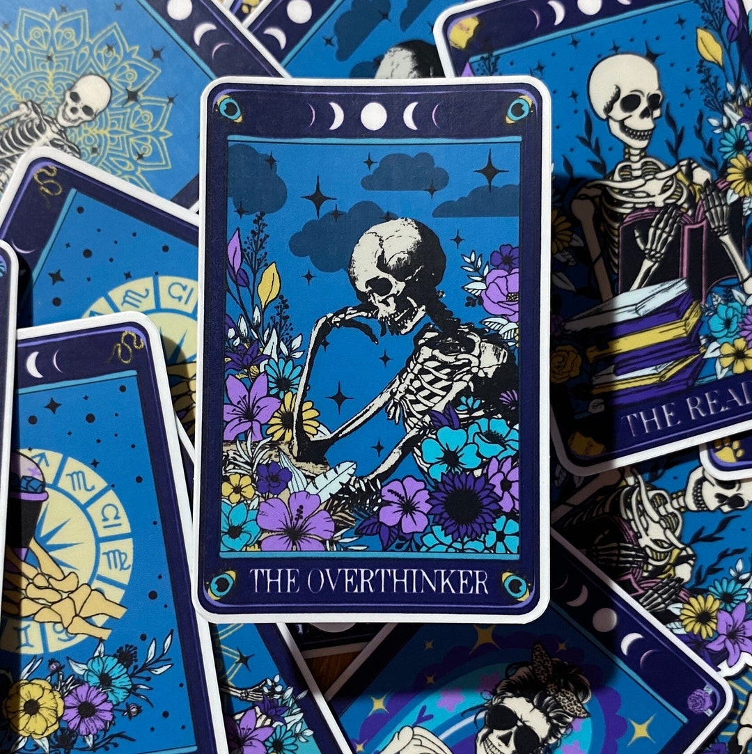 The Overthinker Sticker: Tarot Card Skeleton the Overthinker, Tarot ...