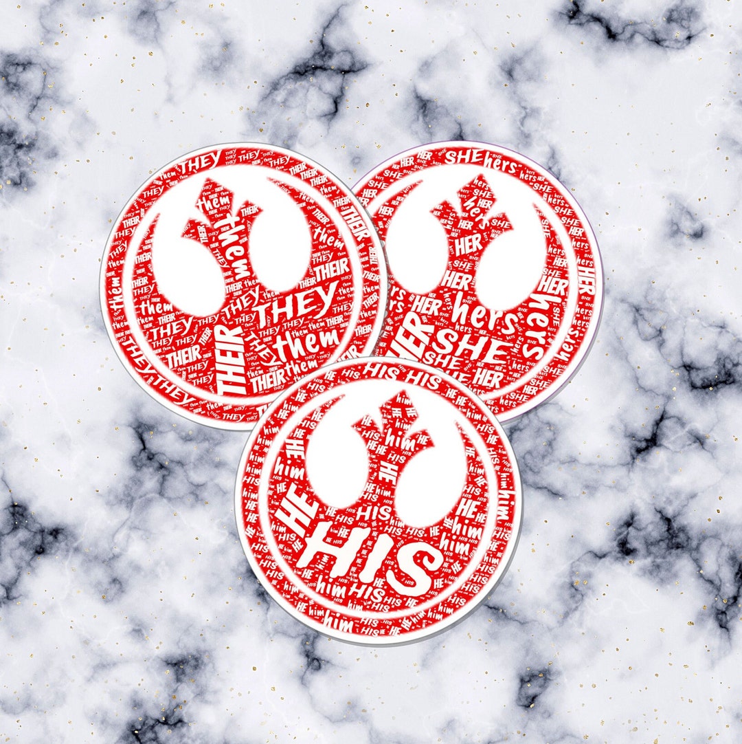 Pronoun Sticker: Rebel. Badge Decal Indicating Personal Pronouns. She ...