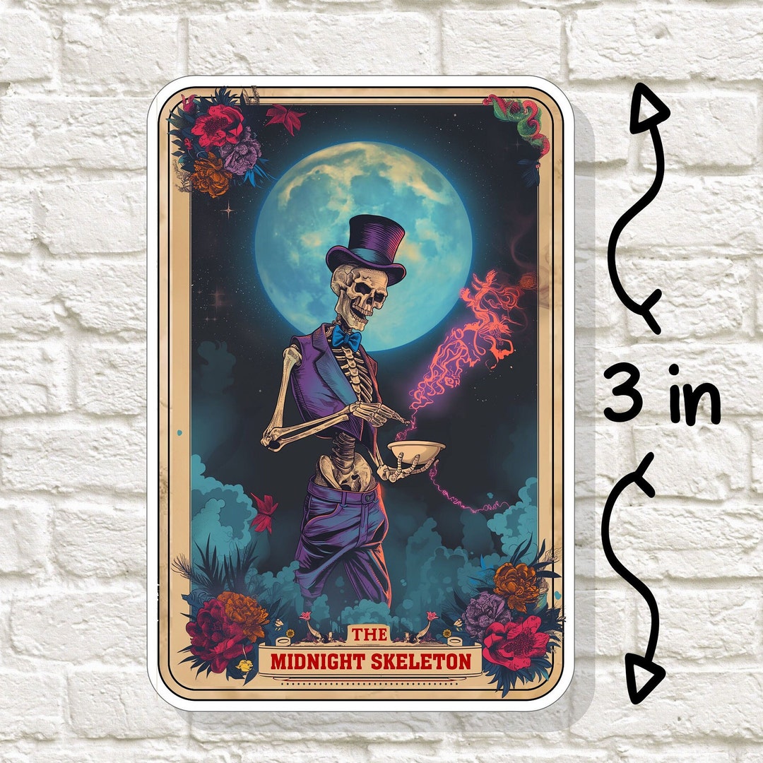 Midnight Skeleton Tarot Sticker: Snarky Tophat Design - Etsy