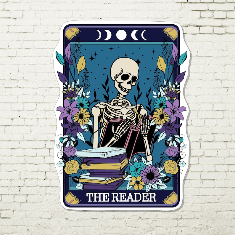 The Reader Sticker: Tarot Card Skeleton the Reader Tarot - Etsy