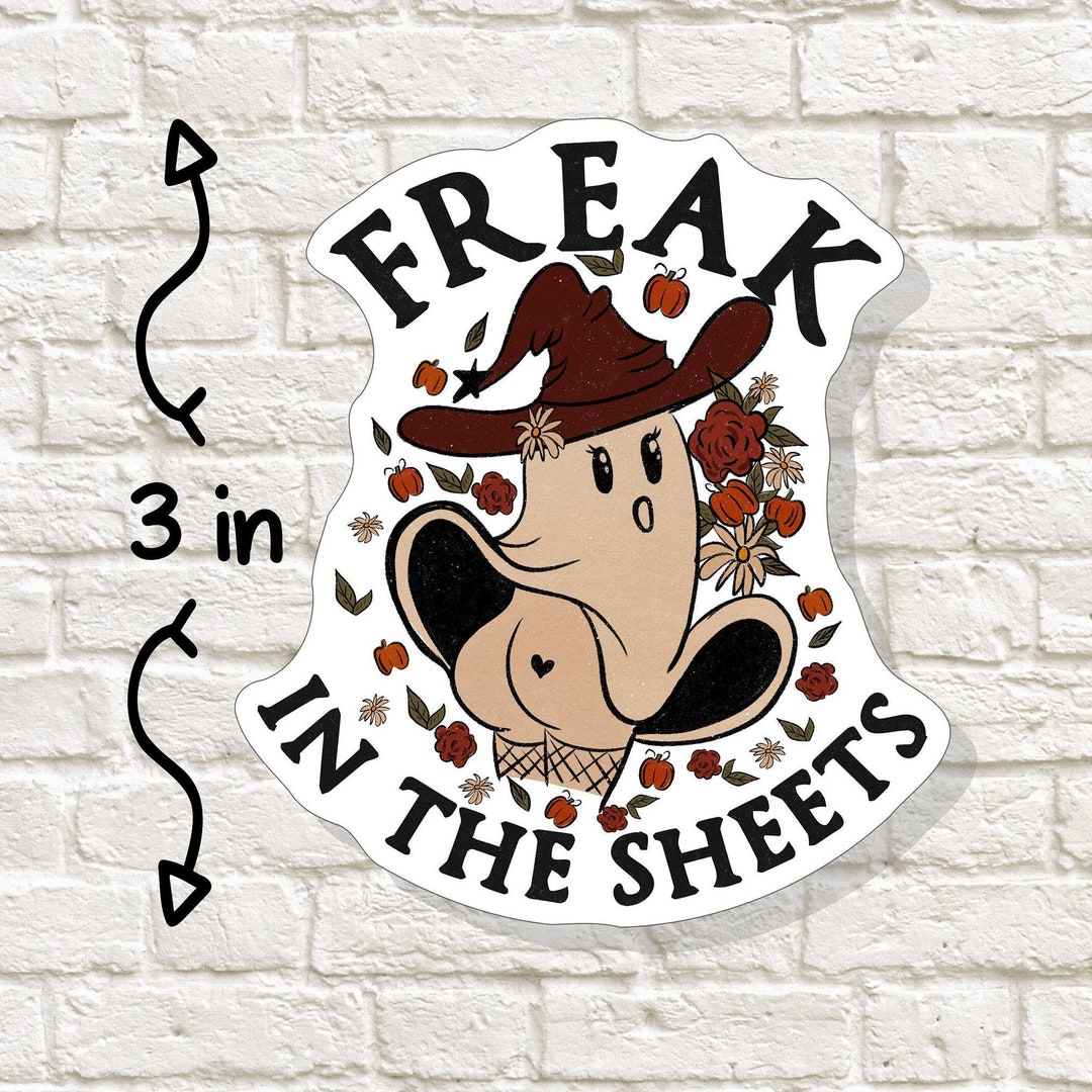 Spooky Sticker: Freak in the Sheets. Naughty Ghost Showing Her Butt ...