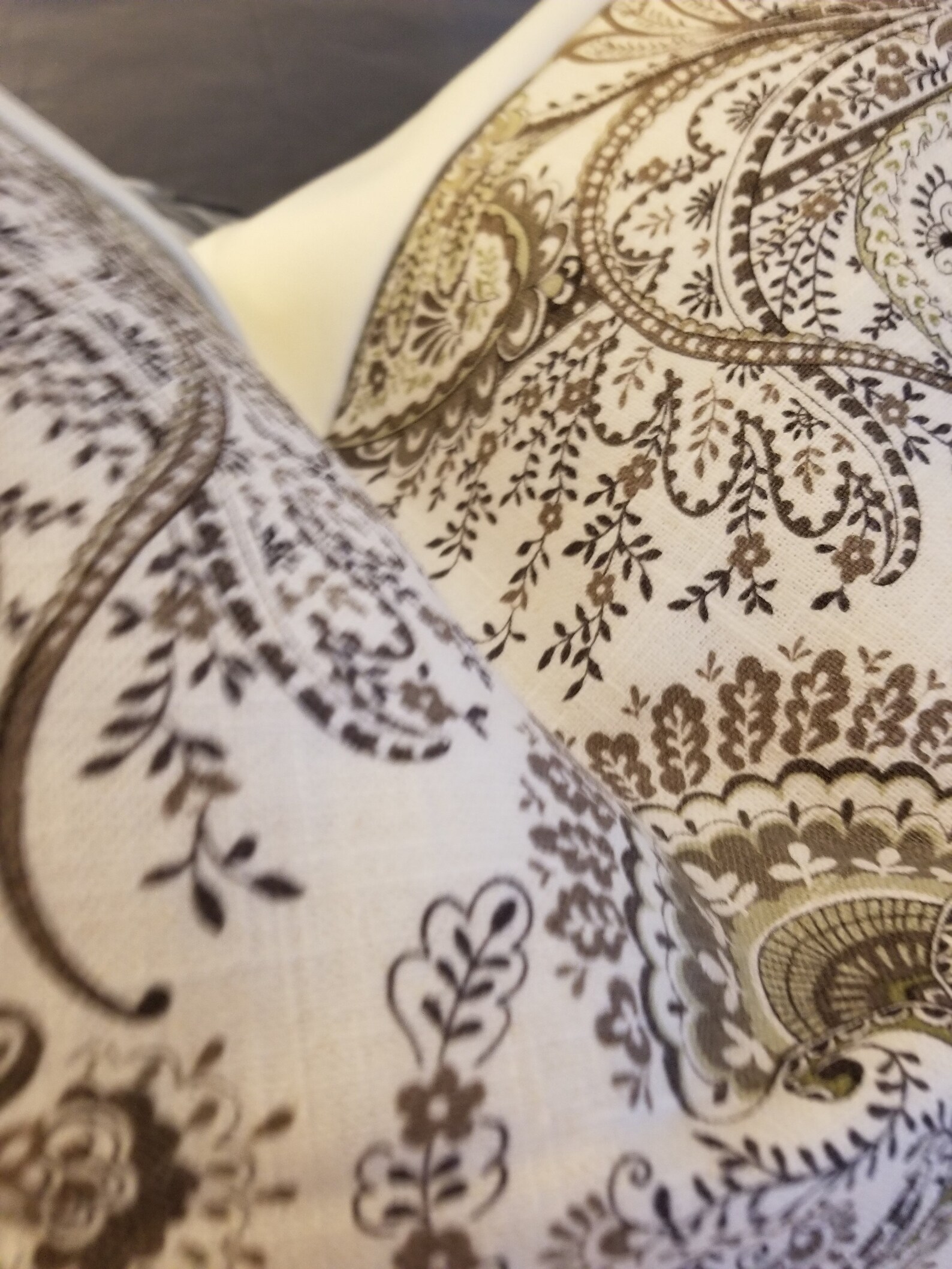 Linen Paisley Pillowcovers.browns.ivory.toss Pillows.throw | Etsy