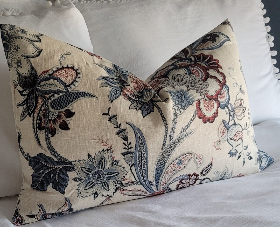 2 Color Options: Denim/foam Kaufmann Floral Pillowcovers.slipcovers ...