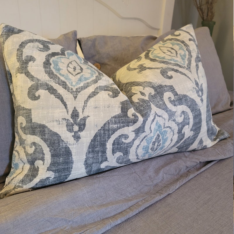 Grey Slate Blue Pillows - Etsy