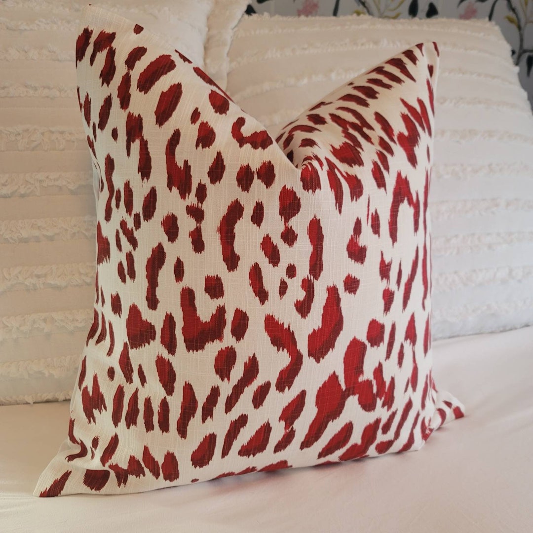 2 Color Options: Red/pink Pillowcovers. Leopard Print Slipcovers ...