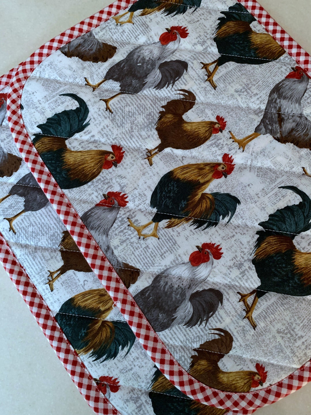 Casserole Hot Pad, Chickens, Rooster, Farmhouse Kitchen, Quilted ...