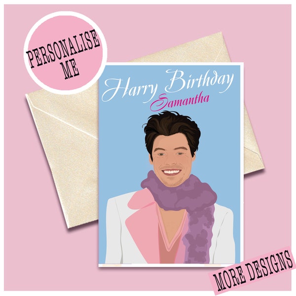 Custom Harry Styles Birthday Card - Etsy