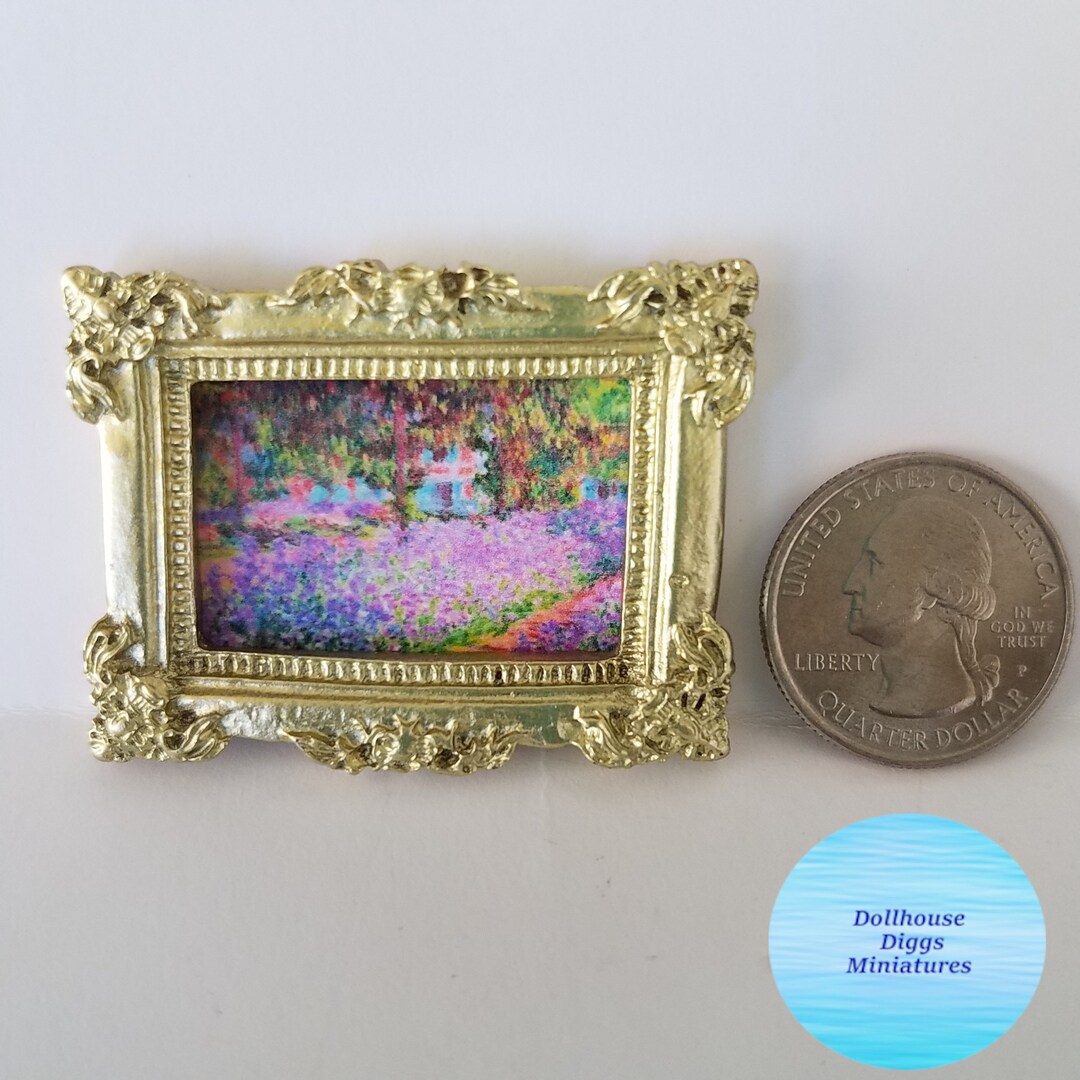 Miniature Gold Framed Wall Art Claude Monet Monet's Garden Picture ...