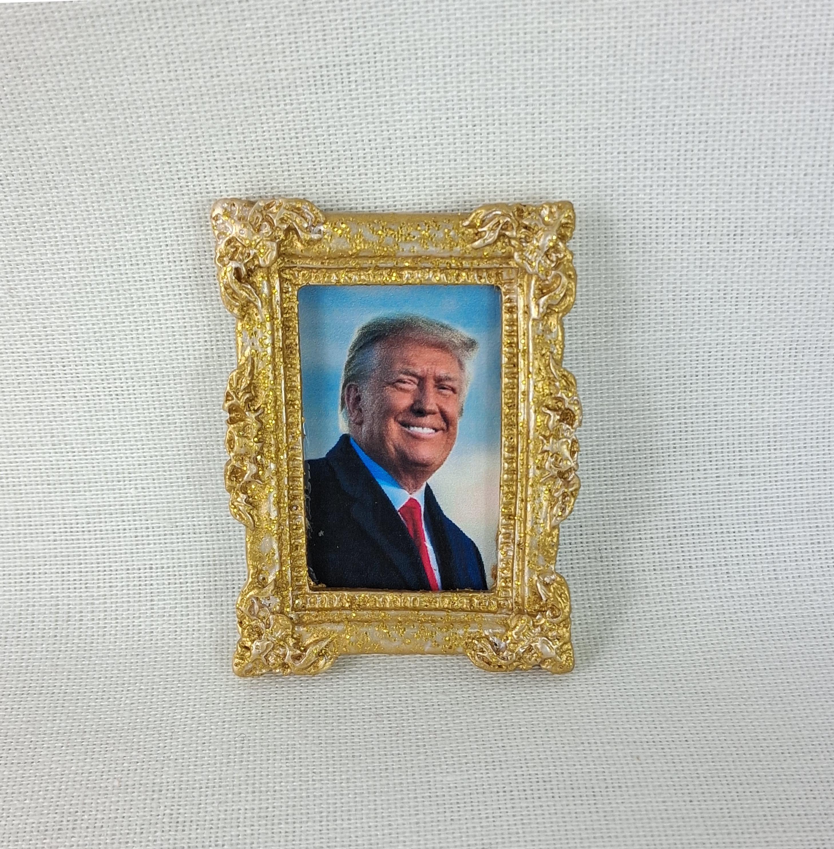 Miniature MAGA Framed Picture President Donald Trump 1:12 Dollhouse Art ...